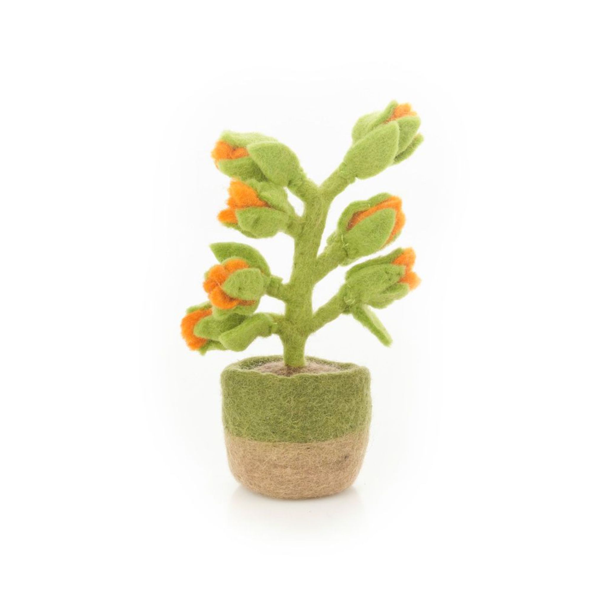 Hand Felted Orange Bloom Happy Houseplant | Felt Plant | Good Things