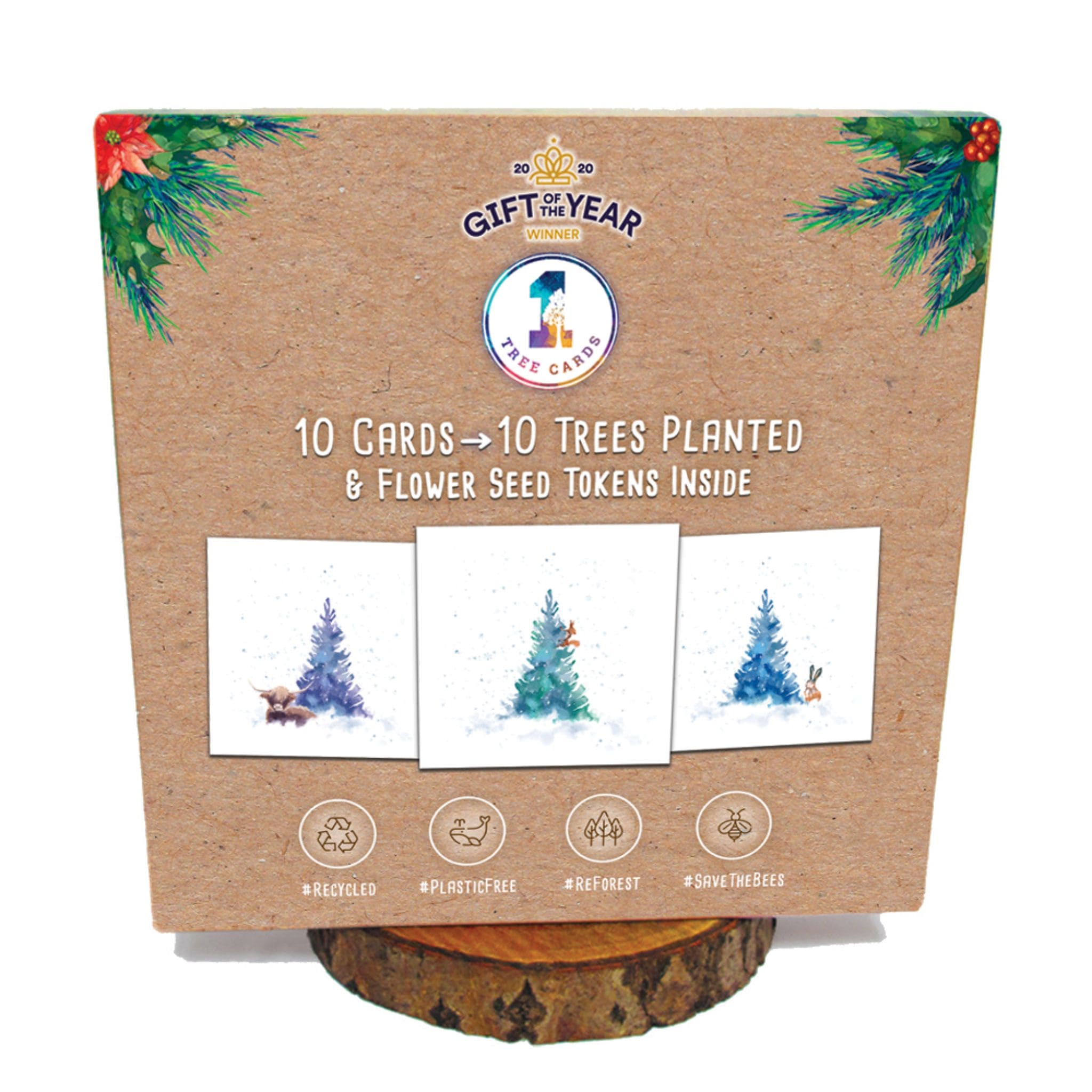 Recycled Christmas Cards Box | 10 Cards with Wildflower Seed Tokens ...
